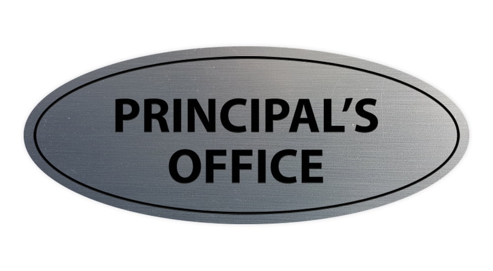 Oval Principal's Office Sign (Brushed Silver) - Large 3.6x9" - Walmart.com