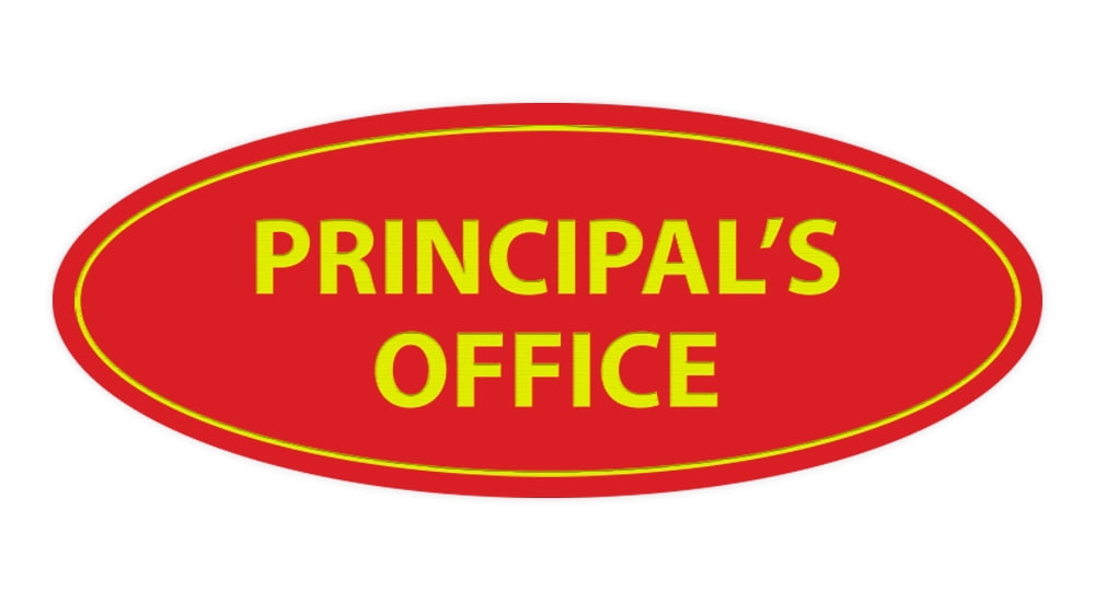 Oval Principal's Office Sign (Red/Yellow) - Large 3.6x9" - Walmart.com