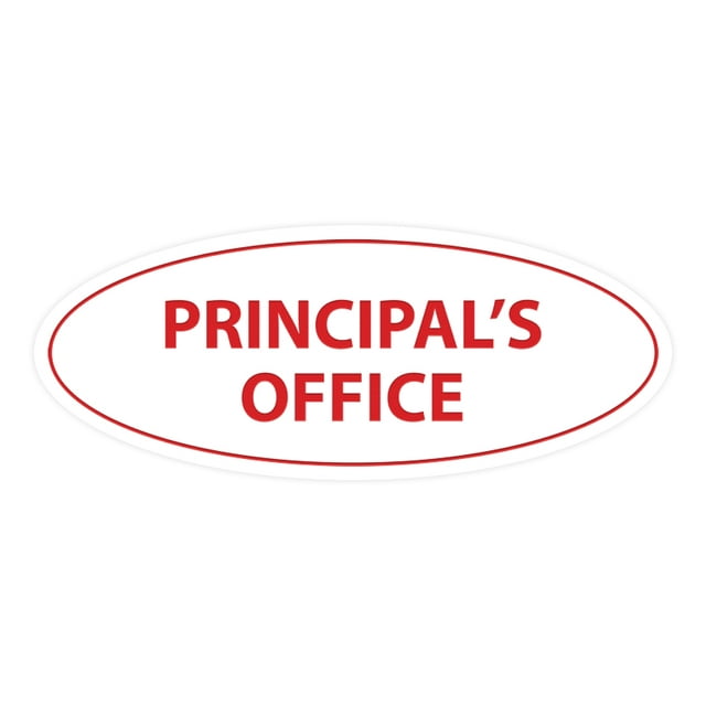 Oval Principal's Office Sign (White/Red) - Small 2x5" - Walmart.com