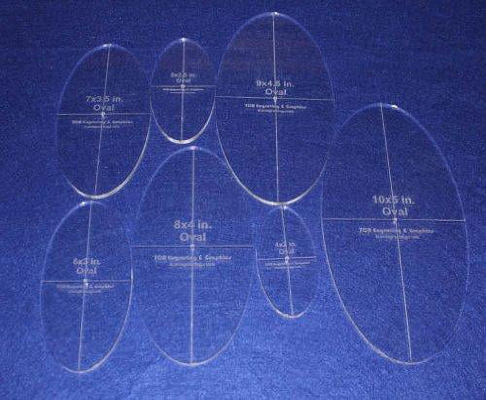Oval Quilt Templates 7 Piece Set. 4"to",10" - Clear 1/4" Thick w ...