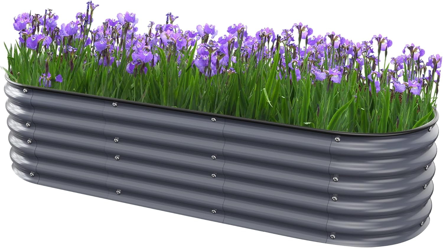 Oval Raised Garden Bed for Outdoors - 6.5X2X1.4 FT Galvanized Planter ...