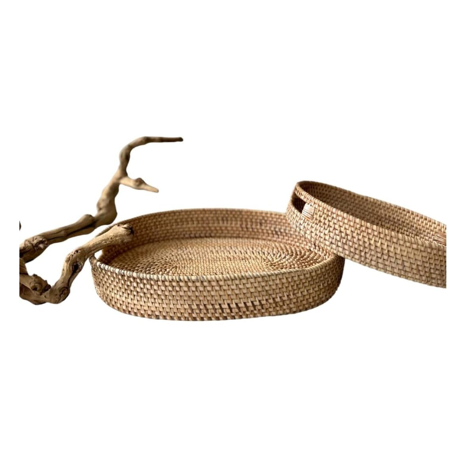 Oval Rattan Tray, Farmhouse Decor, Wicker Trays for Decor, Natural Home ...