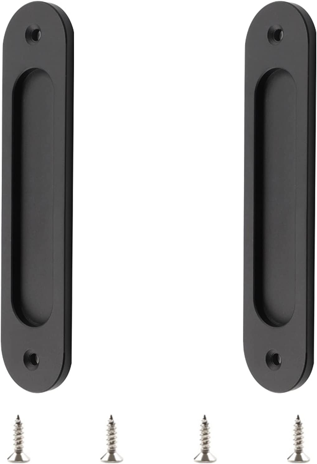 Oval Recessed Sliding Door Pulls, 2pcs Matte Black Flush Pull Stainless ...
