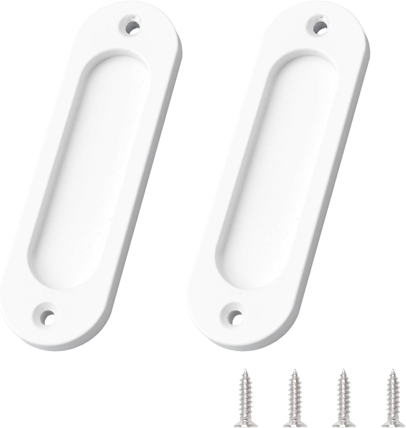 Oval Recessed Sliding Door Pulls, 2pcs White Flush Pull Aluminum Alloy ...