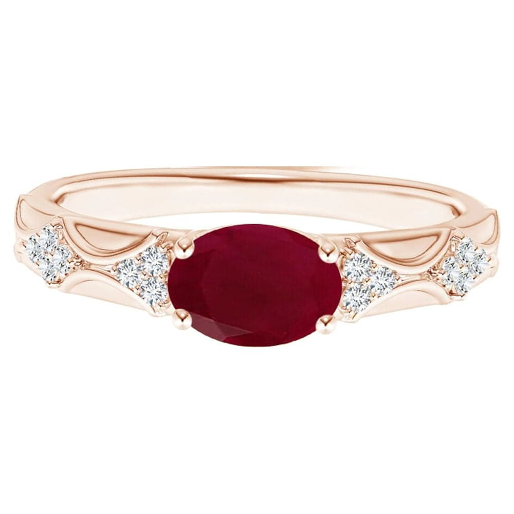 Oval Red Ruby Vintage Style Ring With Accents:-6.5 - Walmart.com