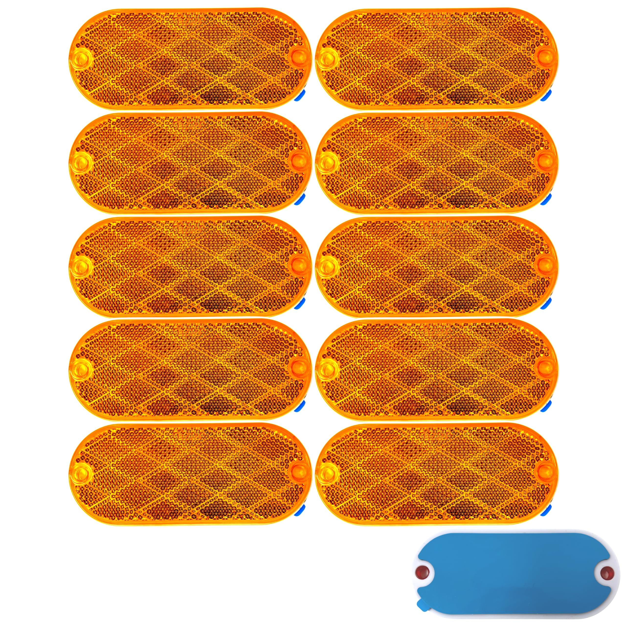 Oval Reflectors Self Adhesive Or Drill Mount Quick Mount SAE 13 DOT 10x ...