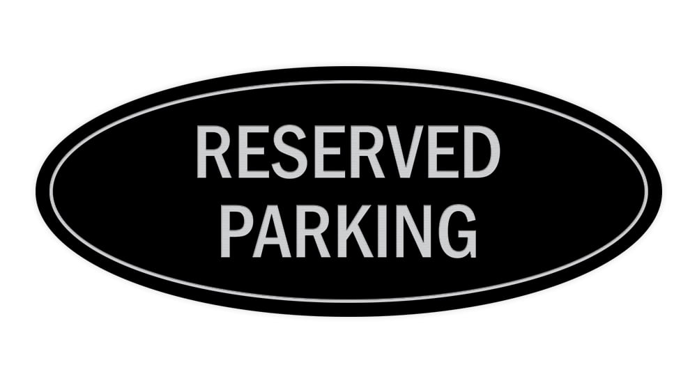 Oval Reserved Parking Sign (Black / Silver) - Large 3.6x9" - Walmart.com