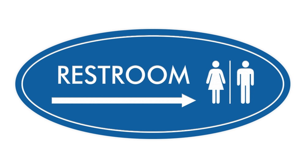Oval Restroom Right Arrow Sign (Blue) - Large 3.6x9" - Walmart.com