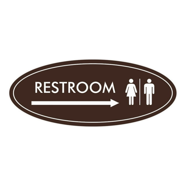 Oval Restroom Right Arrow Sign (Dark Brown) - Small 2x5" - Walmart.com