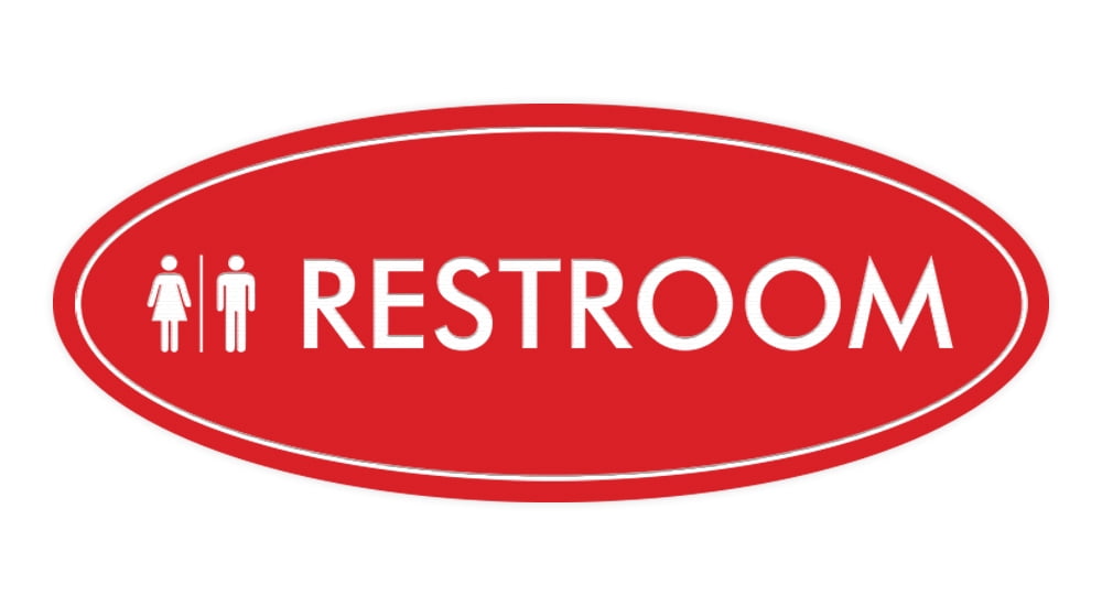 Oval Restroom Sign (Red) - Small 2x5" - Walmart.com