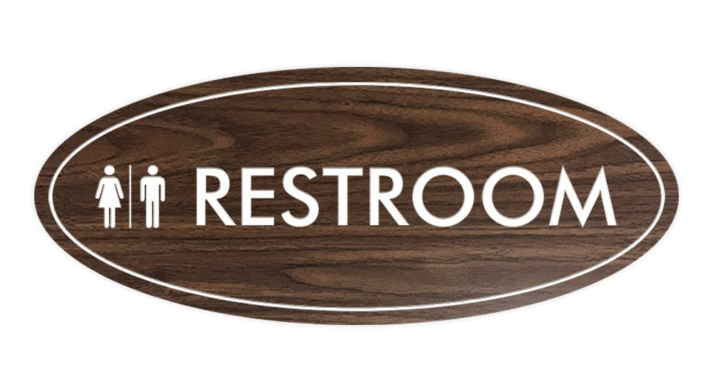 Oval Restroom Sign (Walnut) - Small 2x5" - Walmart.com