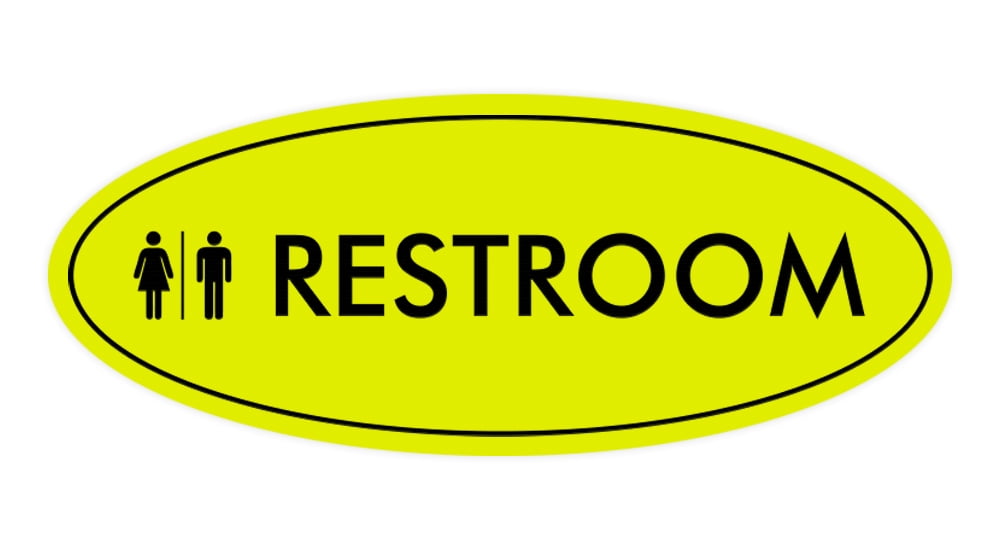Oval Restroom Sign (Yellow / Black) - Small 2x5" - Walmart.com