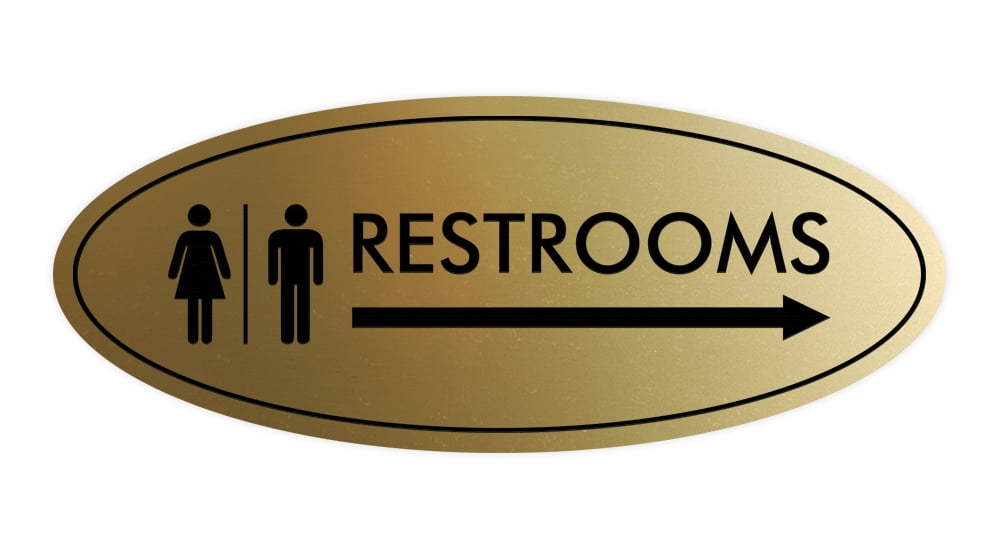 Oval Restrooms Right Arrow Sign (Brushed Gold) - Small 2x5" - Walmart.com