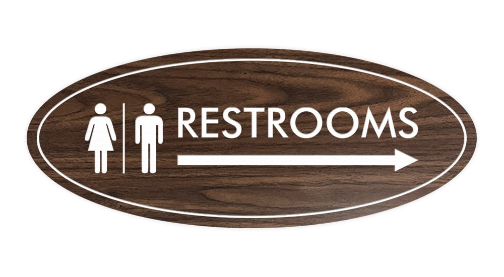 Oval Restrooms Right Arrow Sign (Walnut) - Small 2x5" - Walmart.com