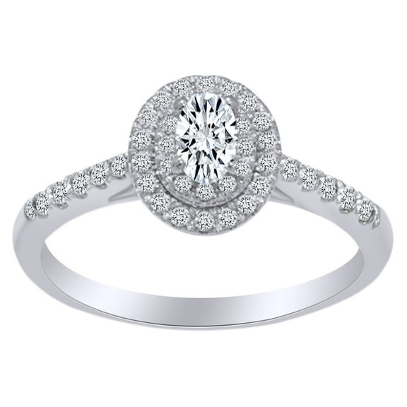 AFFY Princess & Round Cut White Natural Diamond Fashion Engagement Ring ...