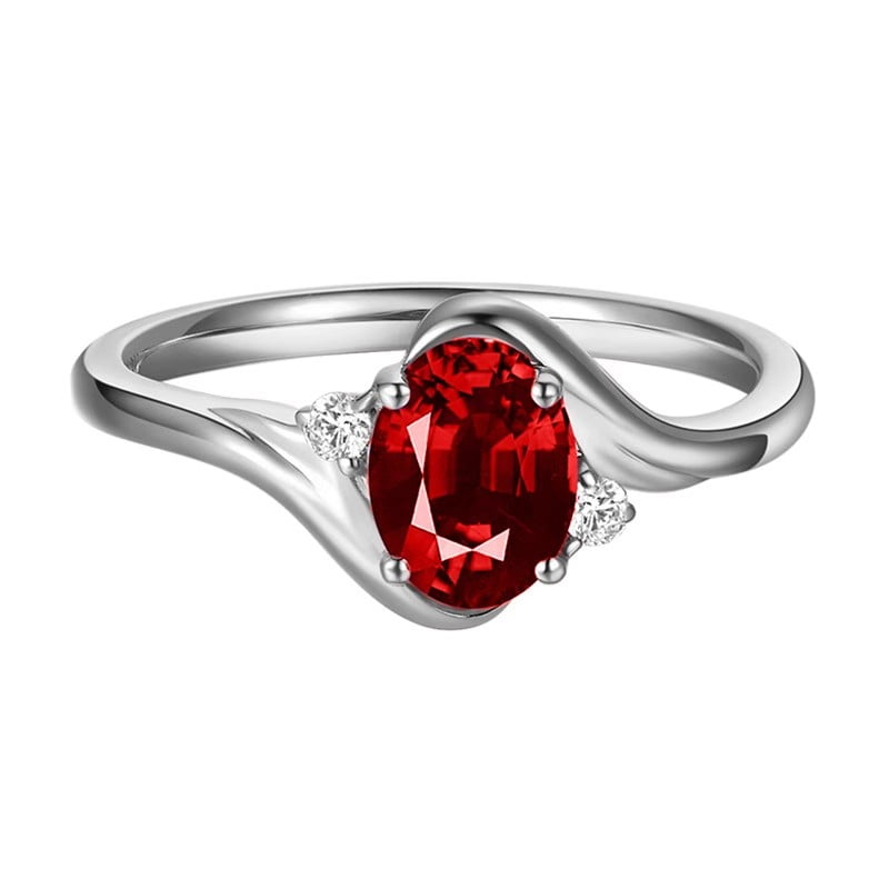 Oval Ruby Womens Ring 925 Sterling Silver Halo July Birthstone Red Ring ...