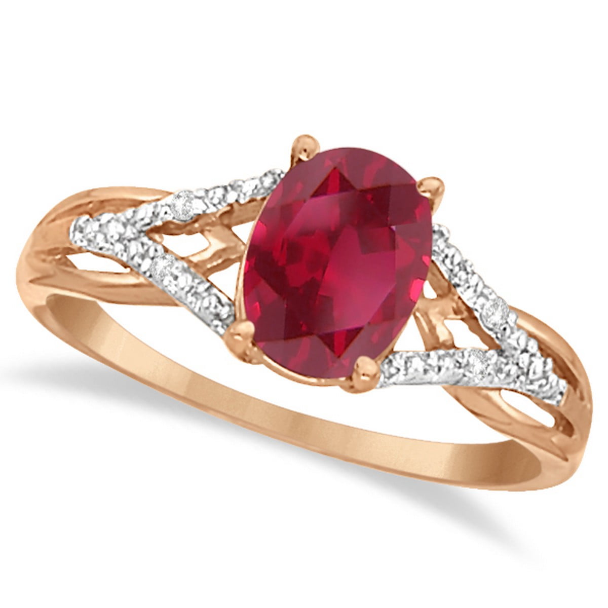 Oval Ruby and Diamond Cocktail Ring in 14K Rose Gold (1.52 ctw ...