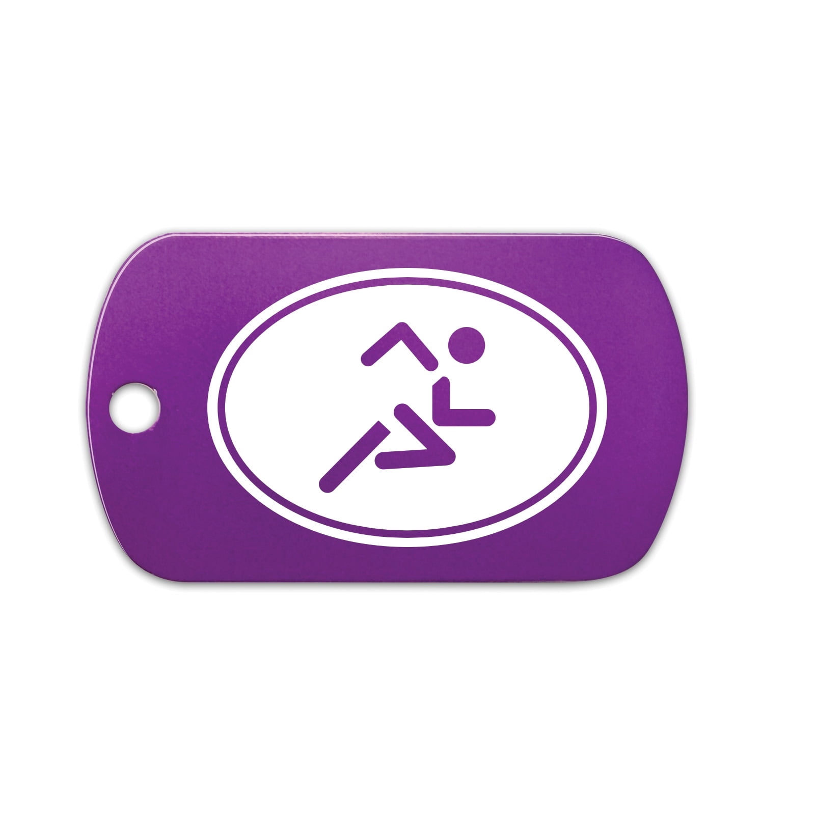 Oval Running GI Dog Tag Aluminum Keychain triathlon marathon - Purple ...