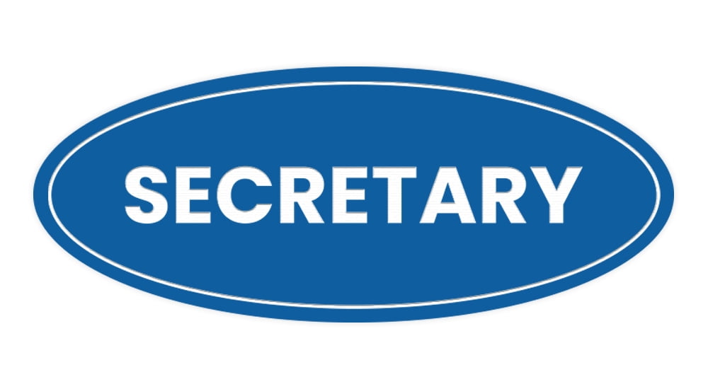 Oval Secretary Sign (Blue) - Small 2x5" - Walmart.com