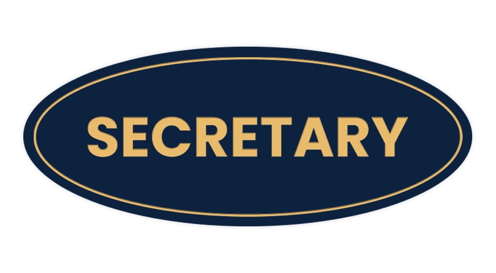 Oval Secretary Sign (Navy Blue/Gold) - Small 2x5" - Walmart.com