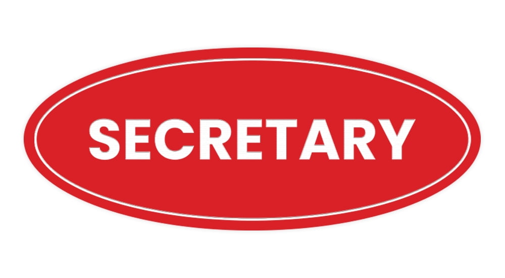 Oval Secretary Sign (Red) - Medium 2.75x7" - Walmart.com