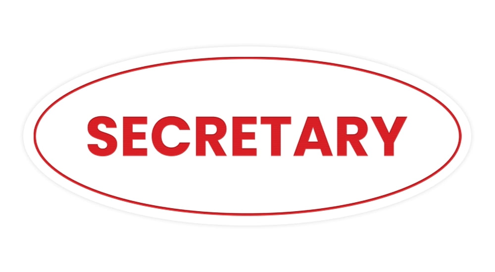 Oval Secretary Sign (White/Red) - Large 3.6x9" - Walmart.com