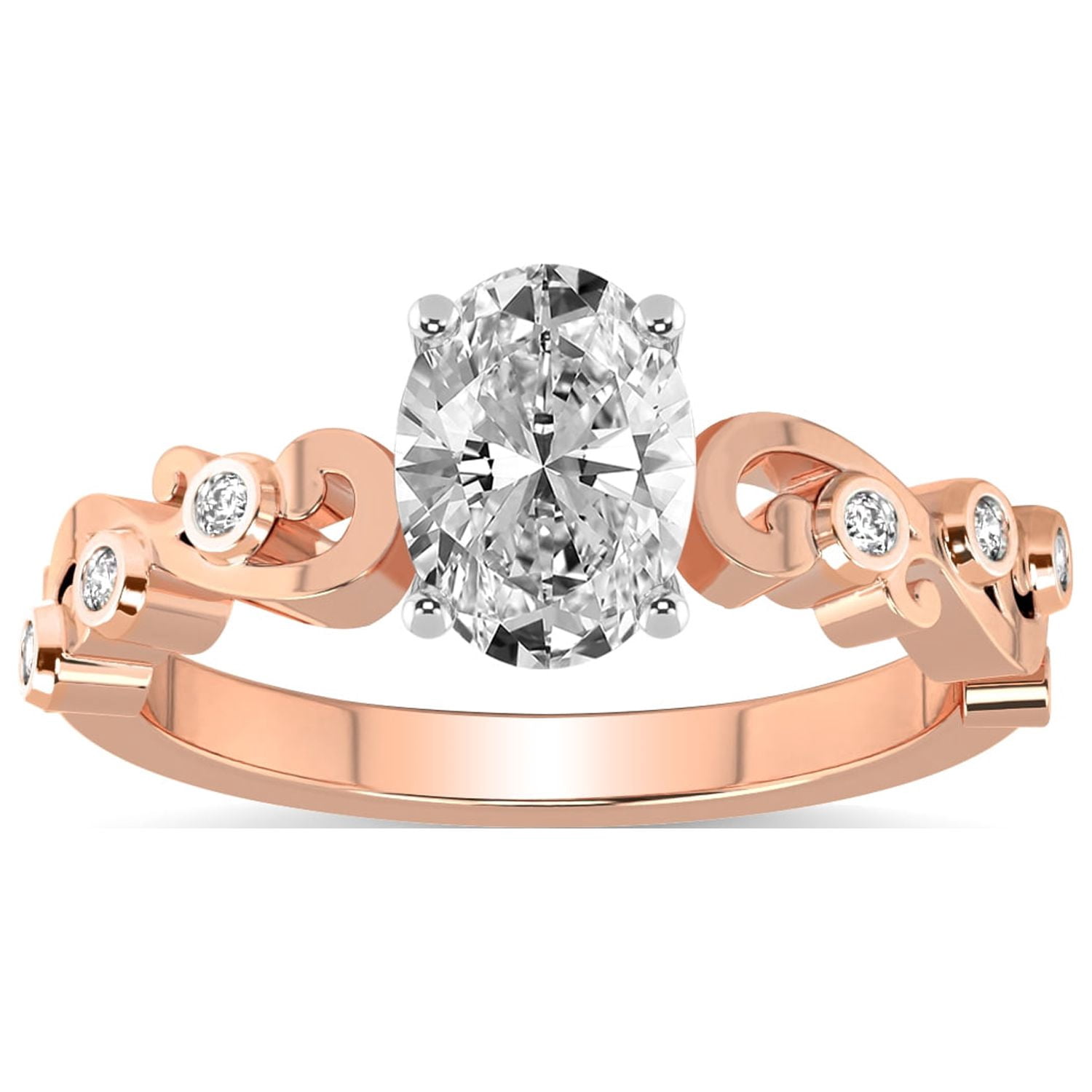Oval Shape 3 Carat IGI Certified Lab Grown Diamond Ring | 14K Rose Gold ...