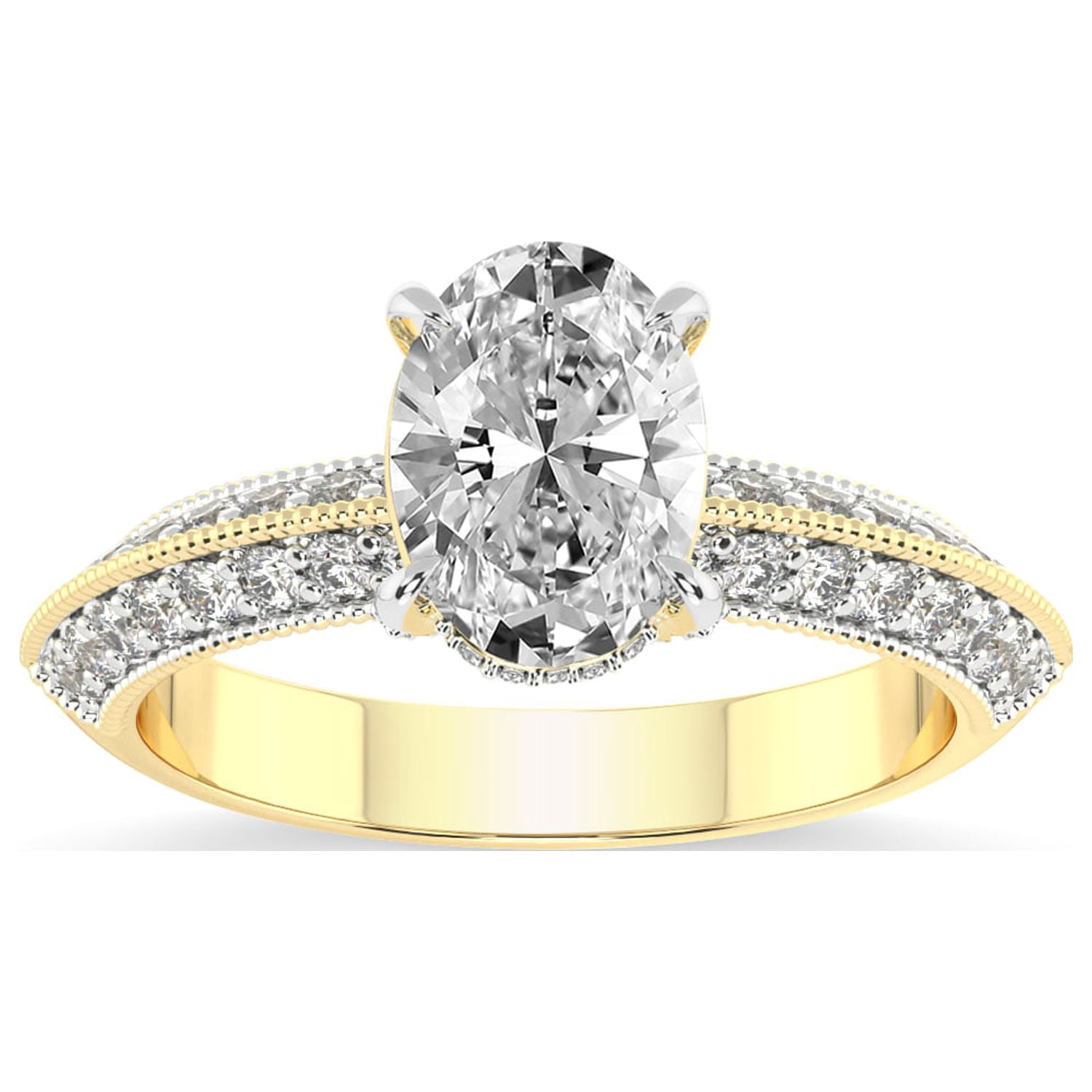Oval Shape 5 Carat IGI Certified Lab Grown Diamond Ring | 14K Yellow ...