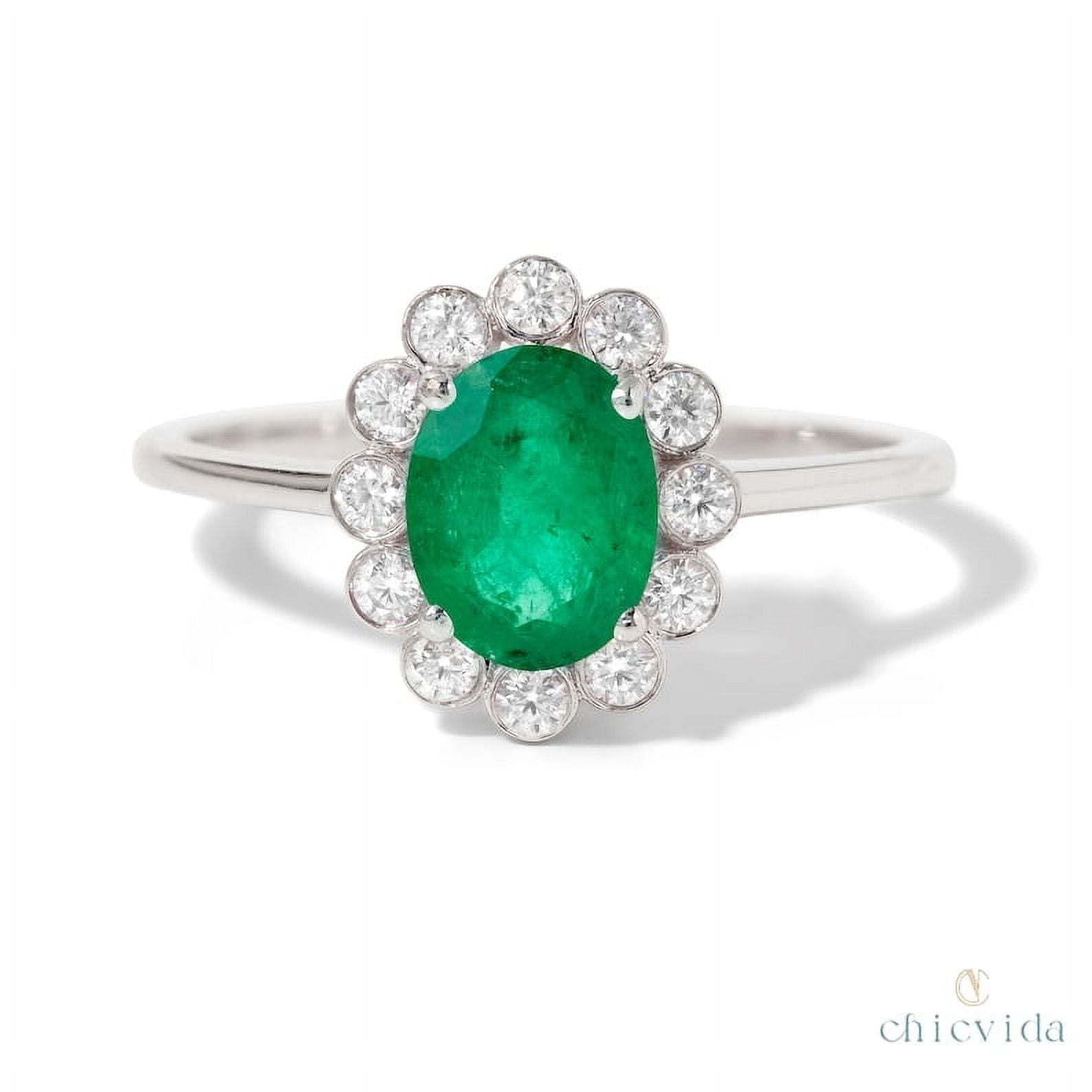 Oval Shaped Emerald Ring/Emerald Engagement Ring/Diamond Halo/Unique ...