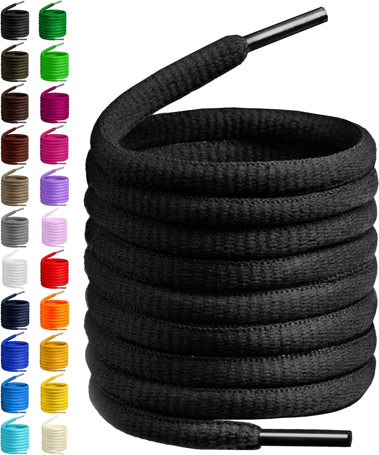 Oval Shoelaces 27 Colors Half Round 1/4" Shoe Laces 4 Different Lengths ...