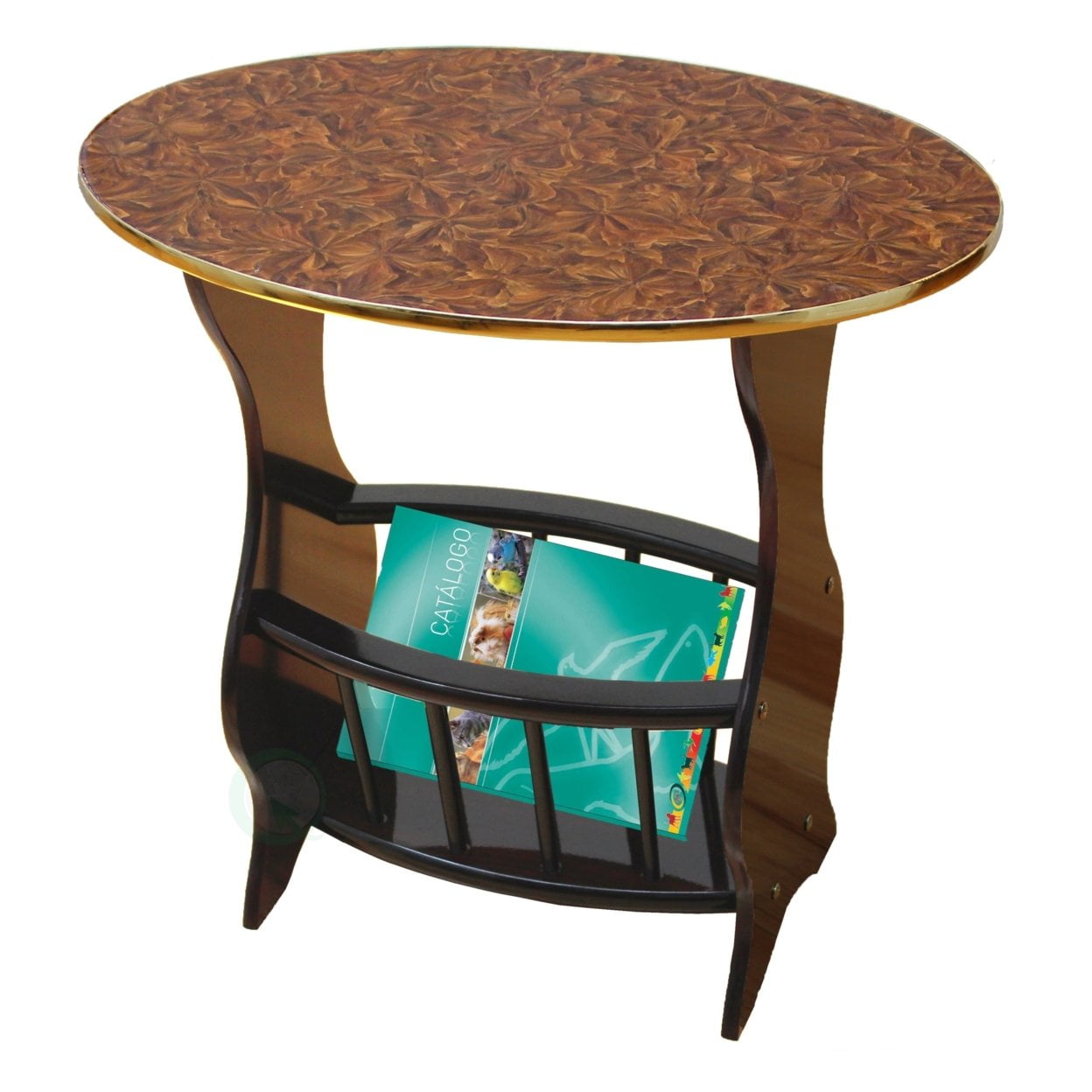 Oval Side Table with Magazine Holder, Espresso Brown Finish - Walmart.com