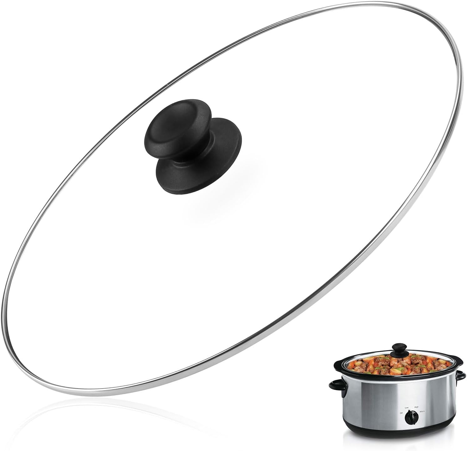 Oval Slow Cooker Lid Large 8 QT Fits for Crock Pot Glass Lids ...
