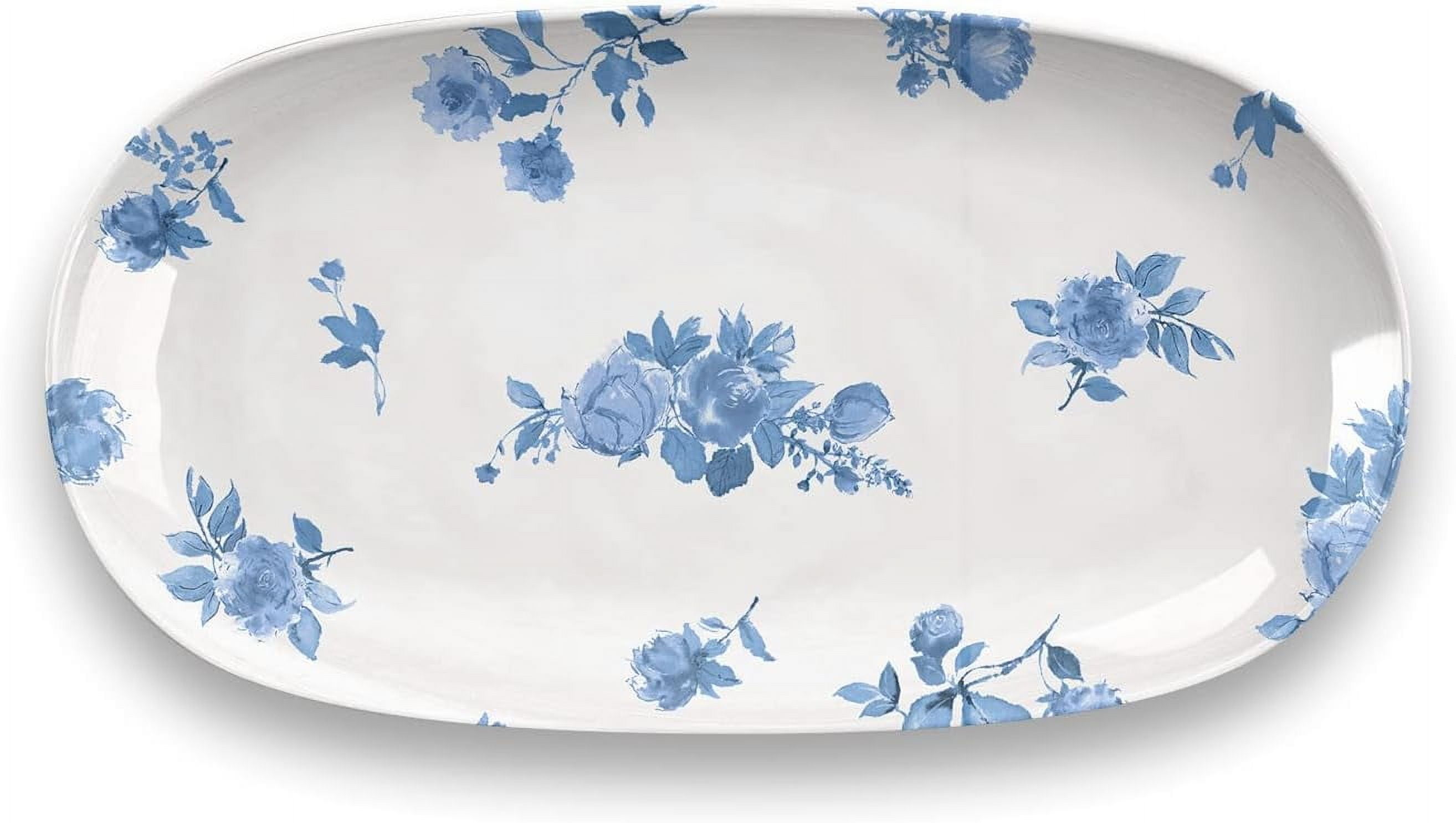 Oval Small Platter with Cottage Blue Floral Design - Walmart.com