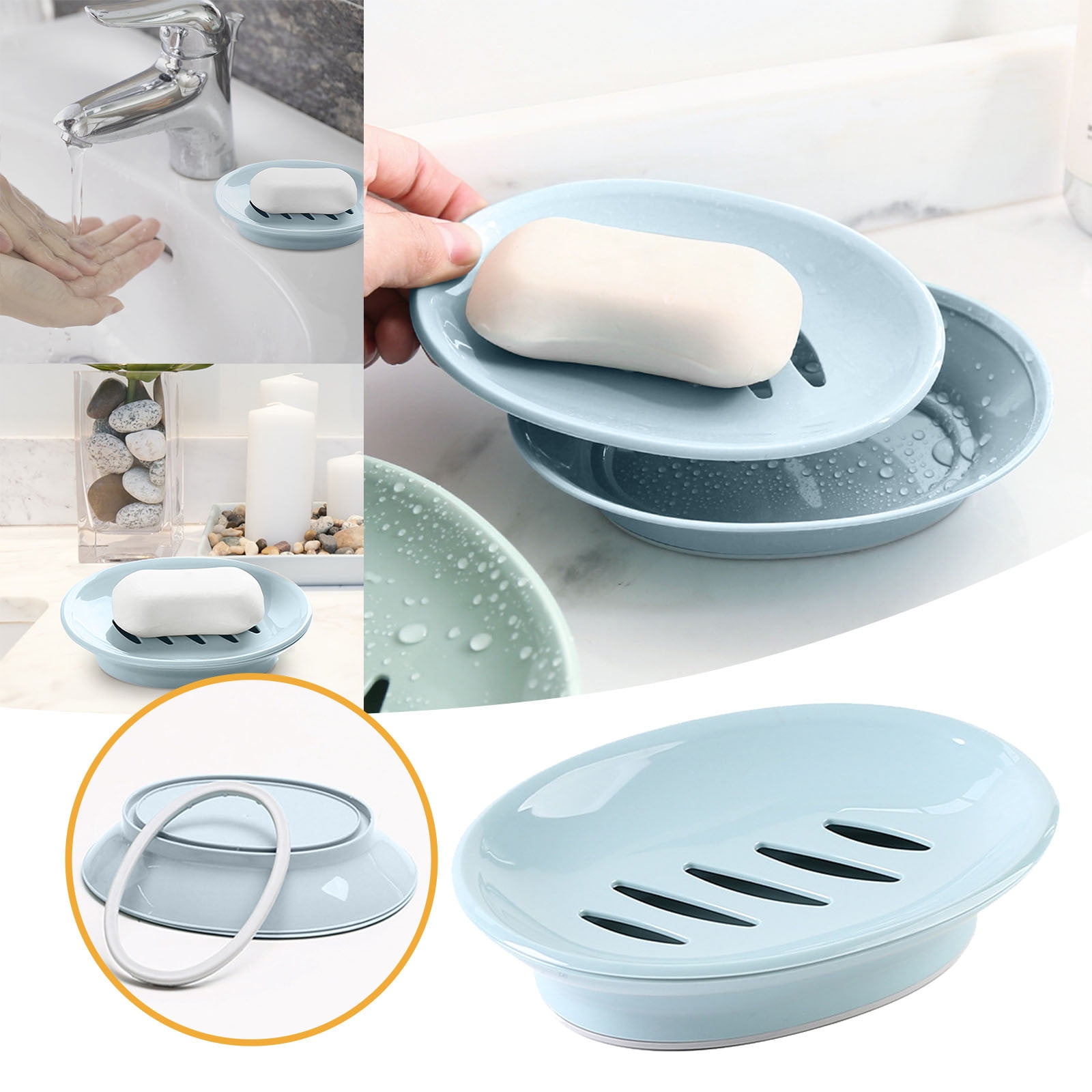 Oval Soap Dish B,1*Soap Drain,Oval Soap Dish Toilet Plastic Simple Soap ...