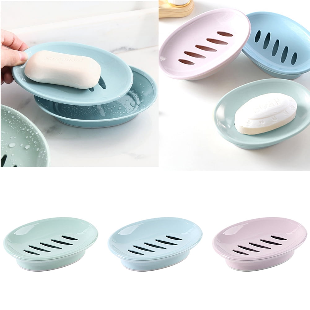 Oval Soap Dish with Drain, Soap Holder Easy Cleaning Soap Saver, Dry ...