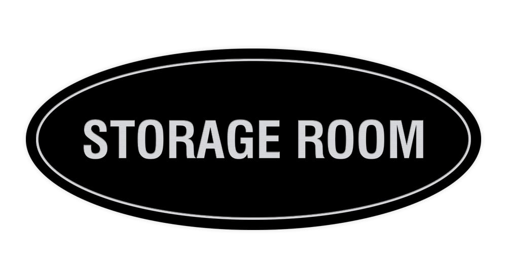 Oval Storage Room Sign (Black / Silver) - Large 3.6x9" - Walmart.com