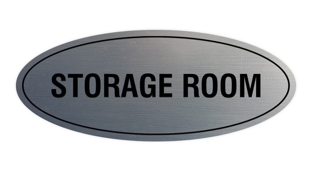 Oval Storage Room Sign (Brushed Silver) - Large 3.6x9" - Walmart.com