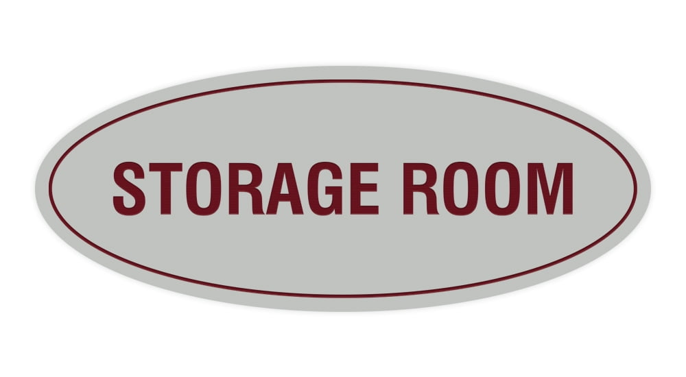 Oval Storage Room Sign (Light Grey / Burgundy) - Small 2x5" - Walmart.com