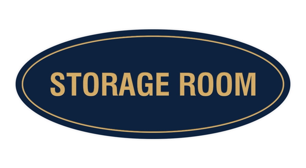 Oval Storage Room Sign (Navy Blue/Gold) - Medium 2.75x7" - Walmart.com