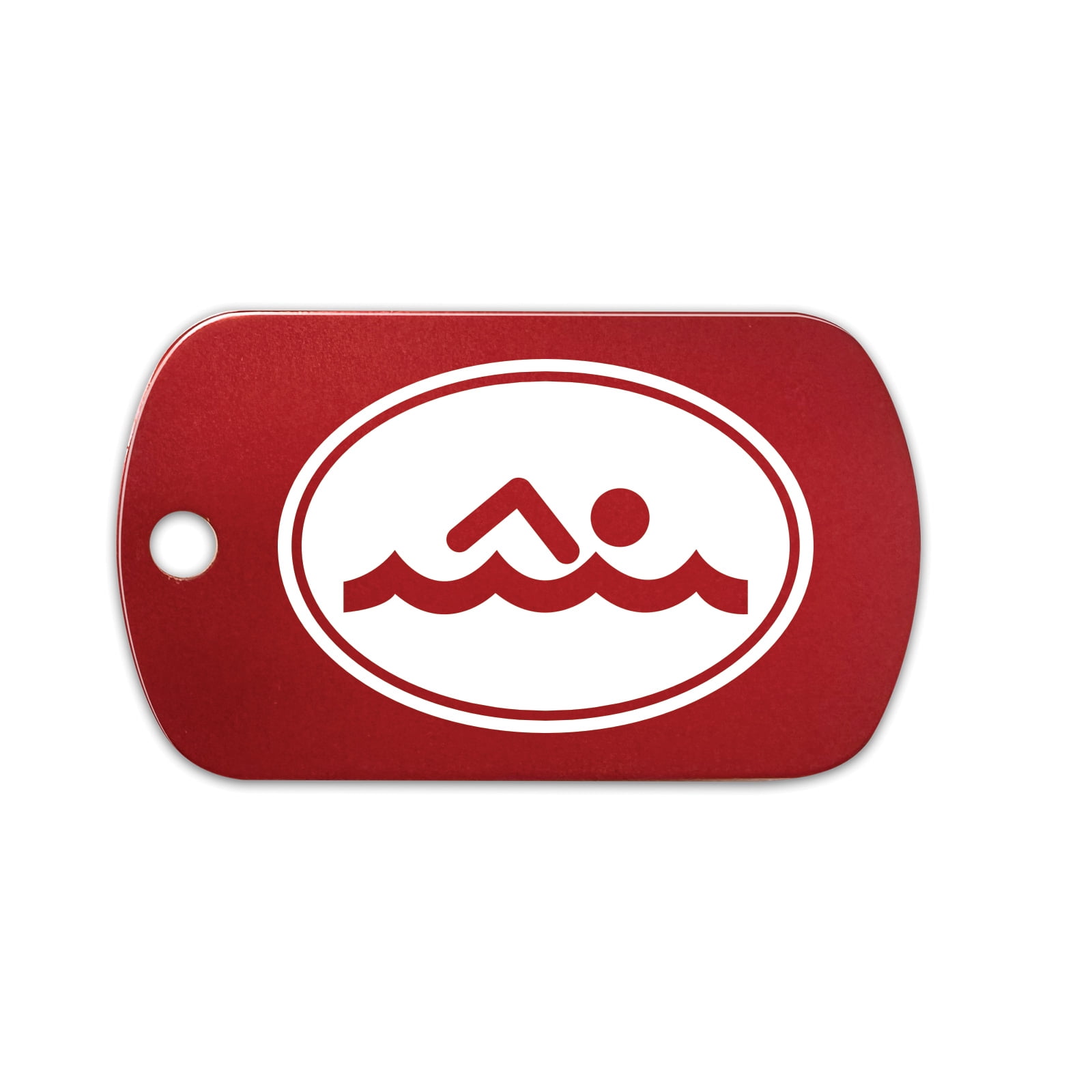 Oval Swimming GI Dog Tag Aluminum Keychain triathlon swimmer swim - Red ...