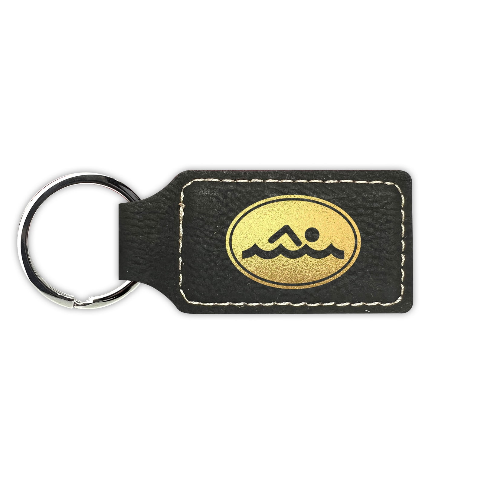 Oval Swimming Keychain Leatherette Rectangle - Laser Engraved - Many ...
