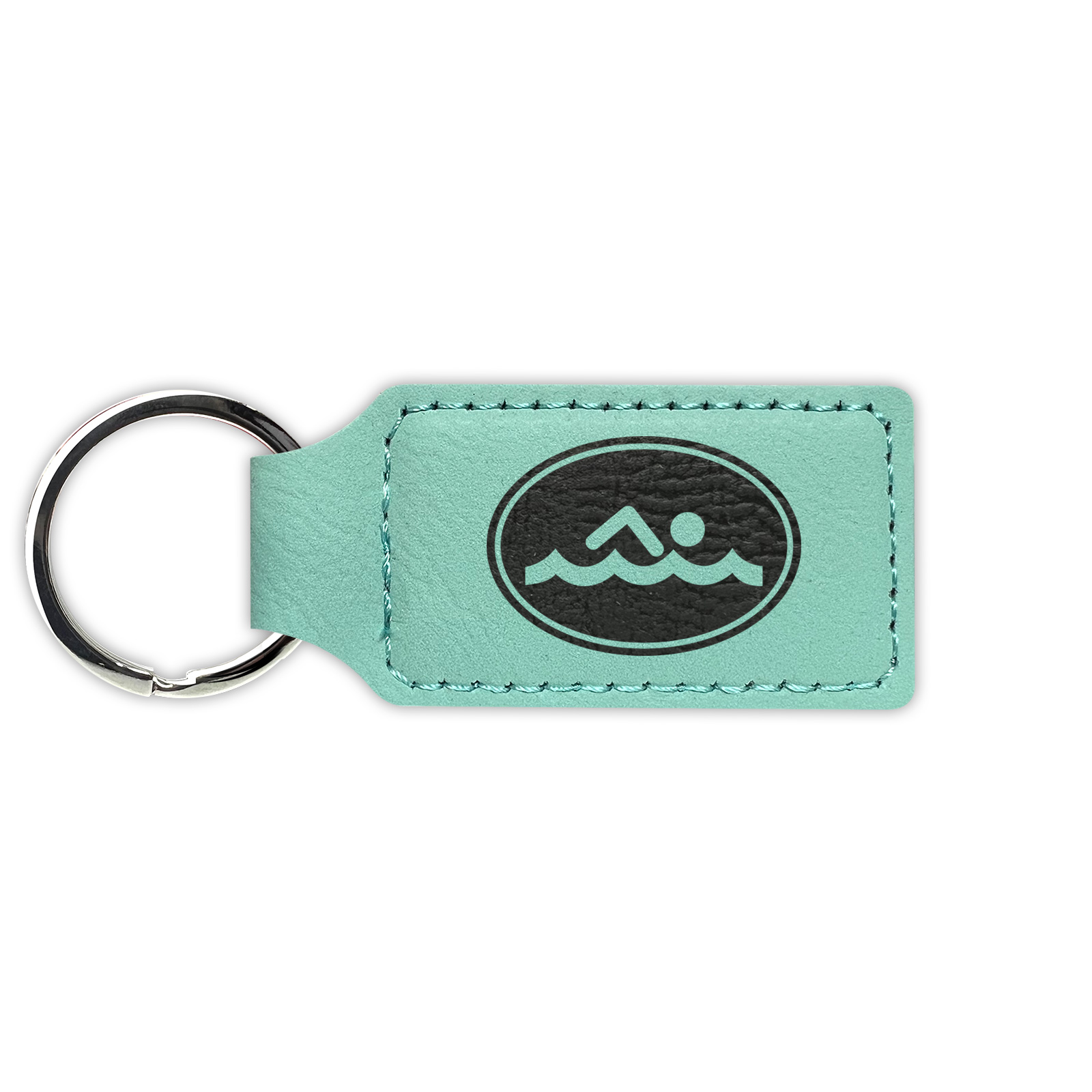 Oval Swimming Keychain Leatherette Rectangle - Laser Engraved - Many ...