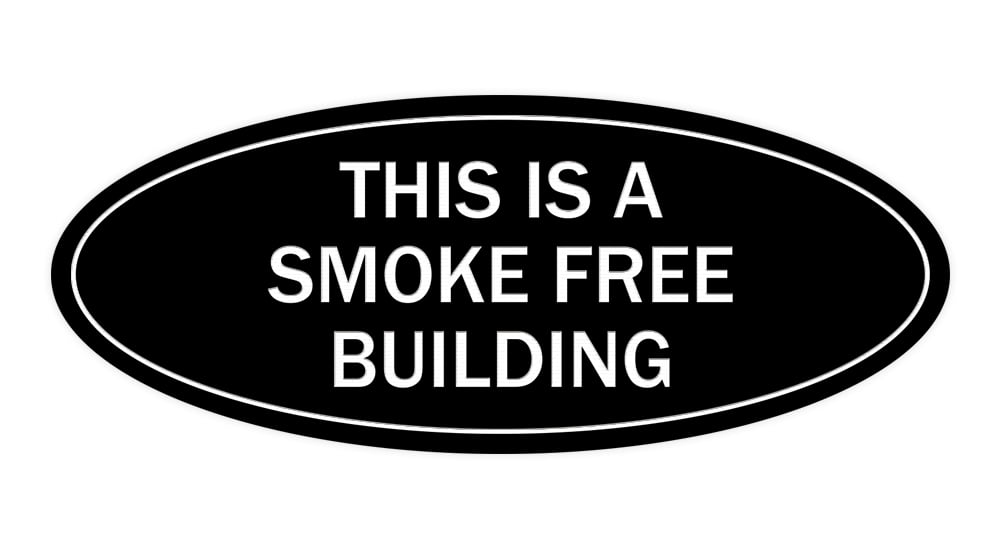 Oval THIS IS A SMOKE FREE BUILDING Sign (Black) - Small 2x5" - Walmart.com