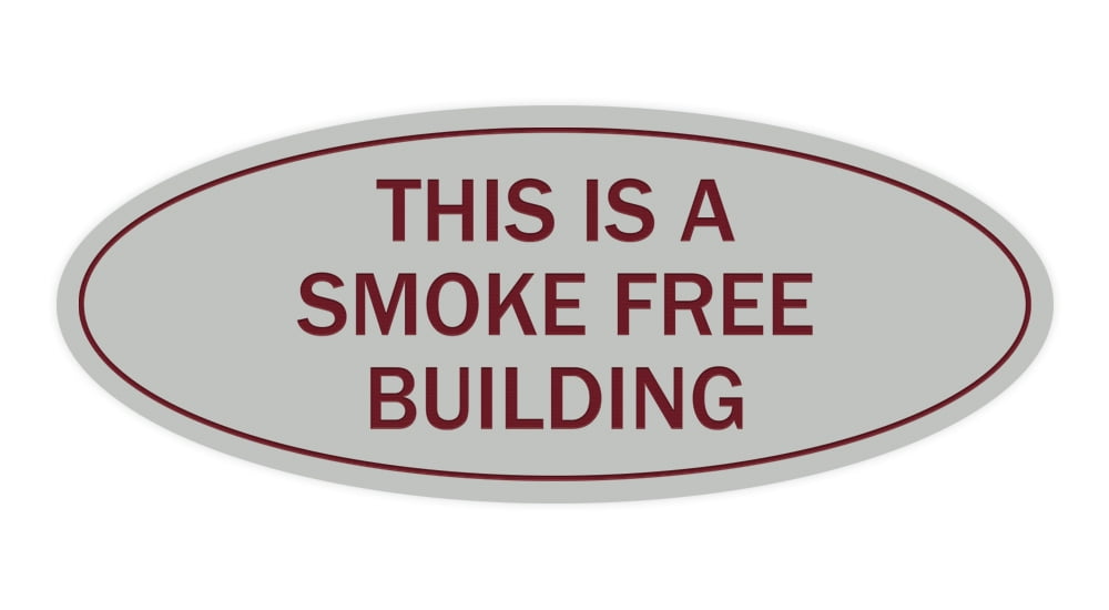 Oval THIS IS A SMOKE FREE BUILDING Sign (Light Grey / Burgundy) - Small ...