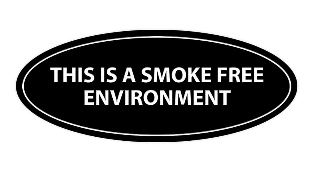 Oval THIS IS A SMOKE FREE ENVIRONMENT Sign (Black) - Small 2x5 ...