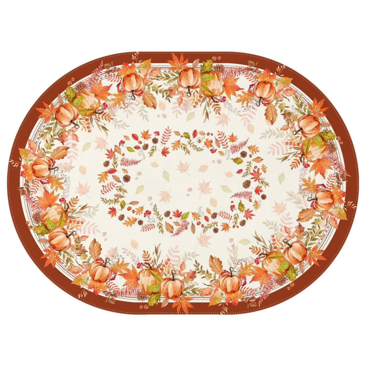Oval Table Cloth Thanksgiving Pumpkin Fall,Wrinkle Resistant Table ...