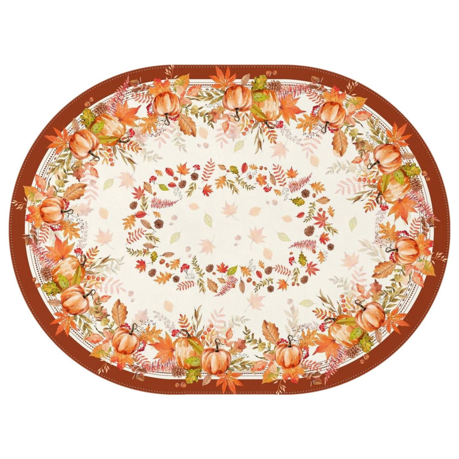 Oval Table Cloth Thanksgiving Pumpkin Fall,Wrinkle Resistant Table ...