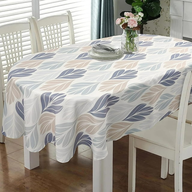 Oval Tablecloth 52 x 70 Inch, Vintage Abstract Leaf Tablecloth for Oval ...