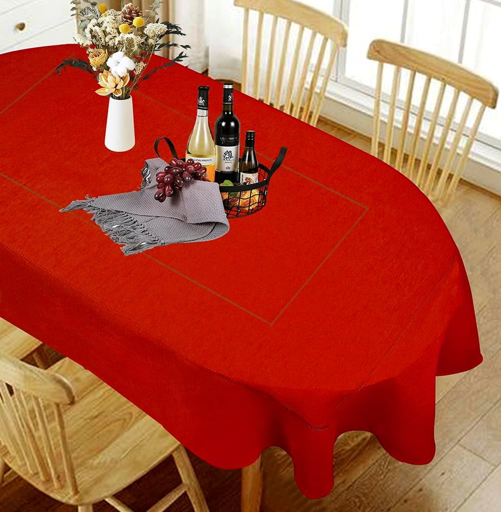 Red oval tablecloth store