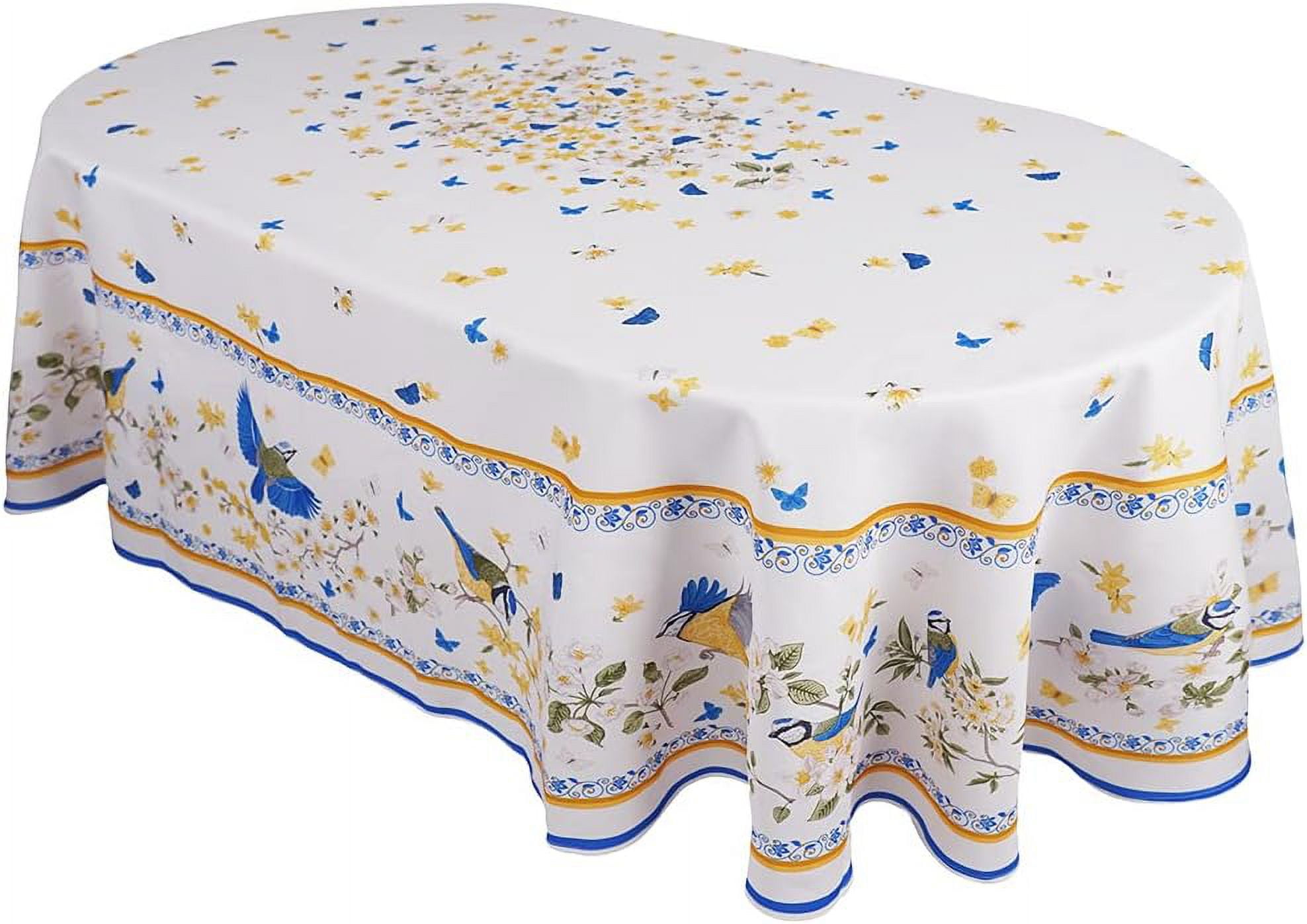 Oval Tablecloth Blue Floral Tablecloth, French Oval Tablecloth, Print ...